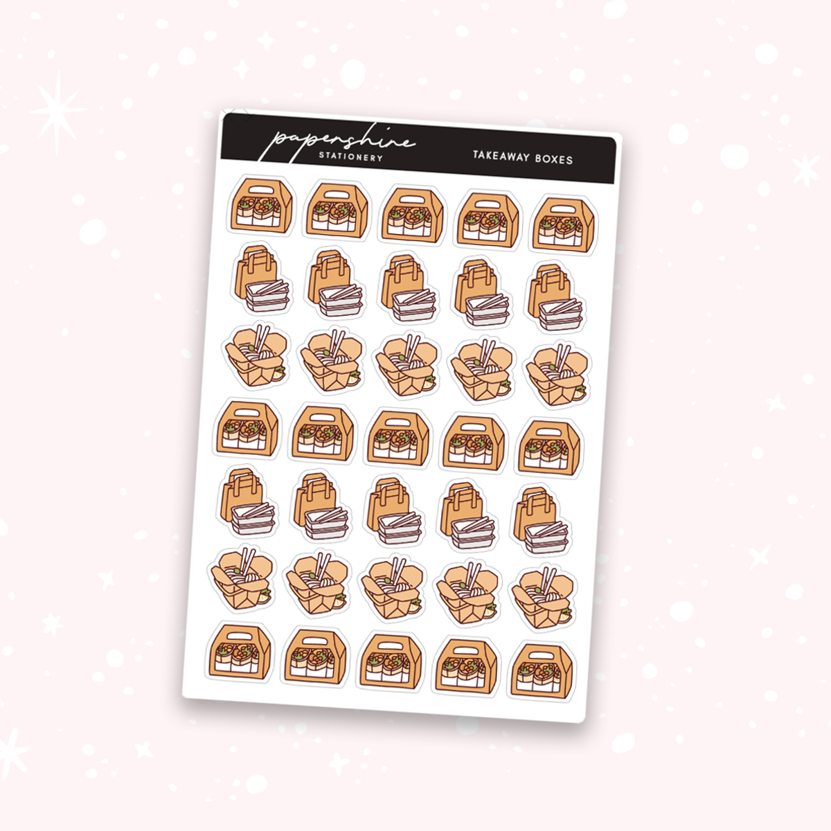 Takeaway Boxes Doodle Stickers – Papershire